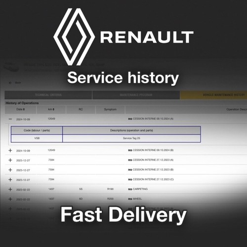 Renault Service History Records (Service Report) | eBay UK