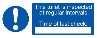 Toilet Inspection Notice Write and Wipe Sign Adhesive Sticker 165mm x ...