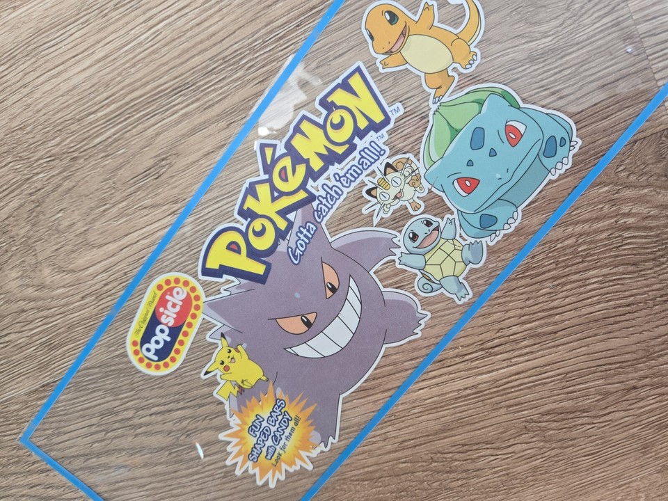 RARE Pokemon Popsicle Vintage Display Freezer Cling Advertisement 90s ...