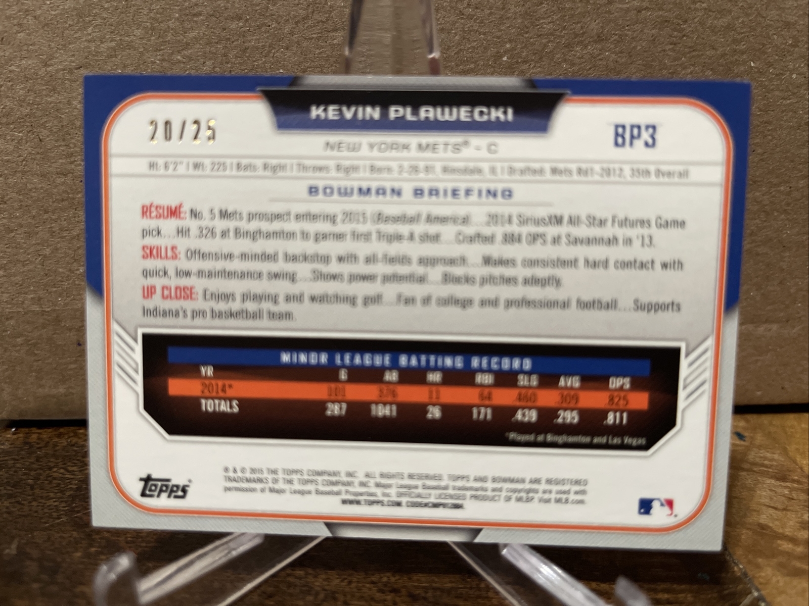 2015 Bowman - Prospects Kevin Plawecki #BP3 Orange /25 (RC) for sale ...