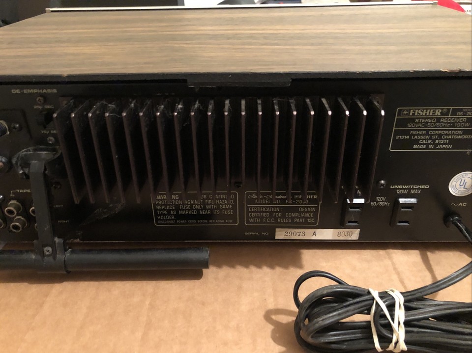 Vintage Fisher Studio Standard Receiver Stereo RS-2003 Tested Made in ...