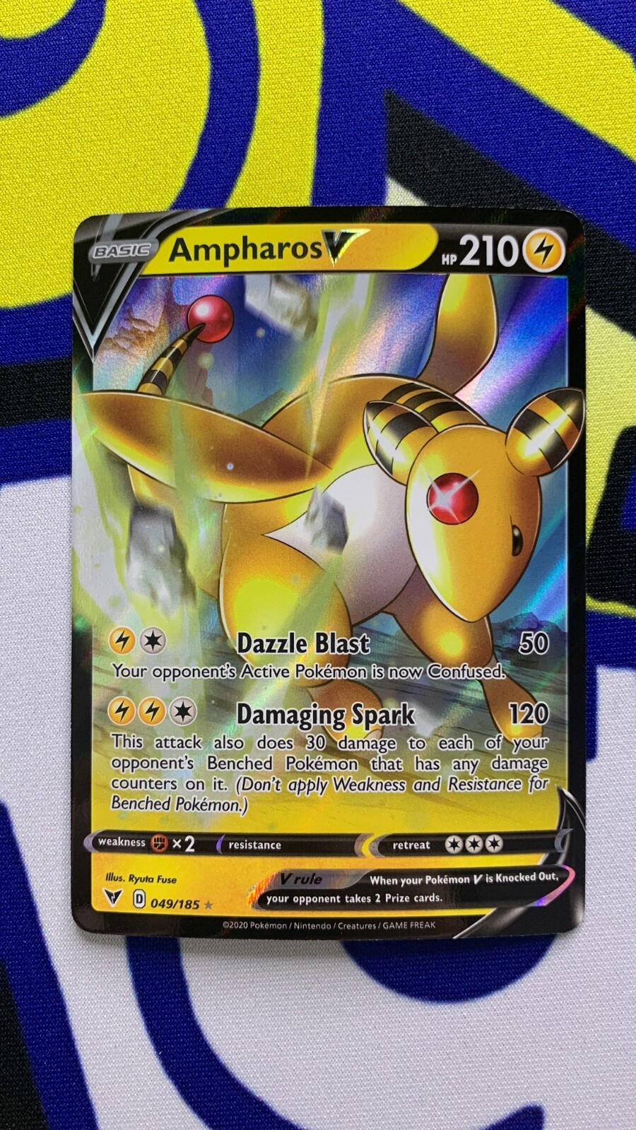 NM - Ampharos V 049/185 - FULL ART - SwSh Vivid Voltage Pokemon Card | eBay