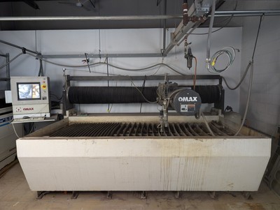 OMAX waterjet, CNC water cutting, with table, control computer as ...