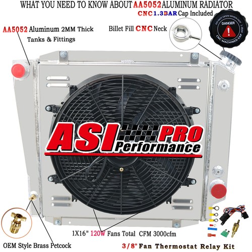 3 Rows Radiator Shroud Fan For Ford Bronco Wagon/Roadster 5.0L 302 V8 ...