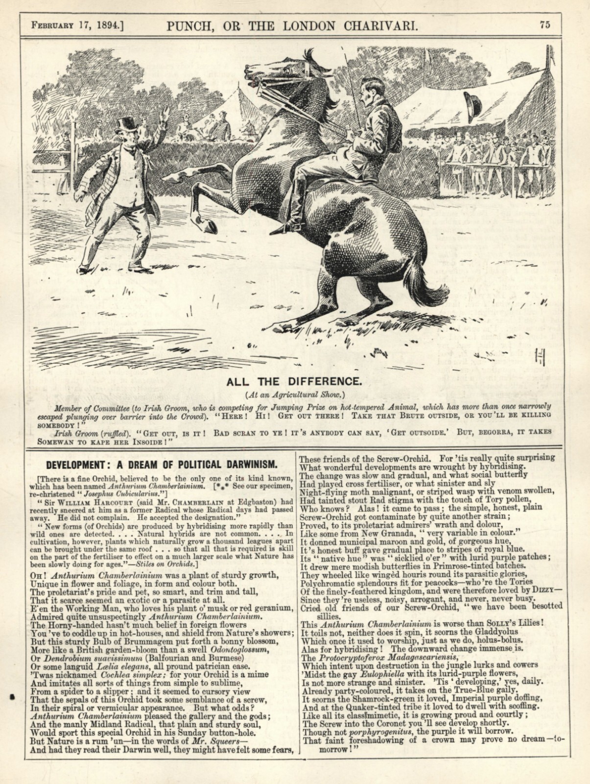 Rare 1894 British Cartoon JOSEPH CHAMBERLAIN SATIRIZED - Wm. Harcourt ...