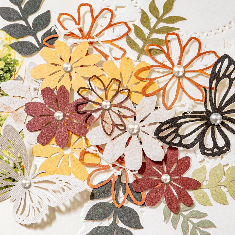 6 Packs Scrapbook Paper Cutouts Colorful Decoupage Paper Die-Cut Flower ...