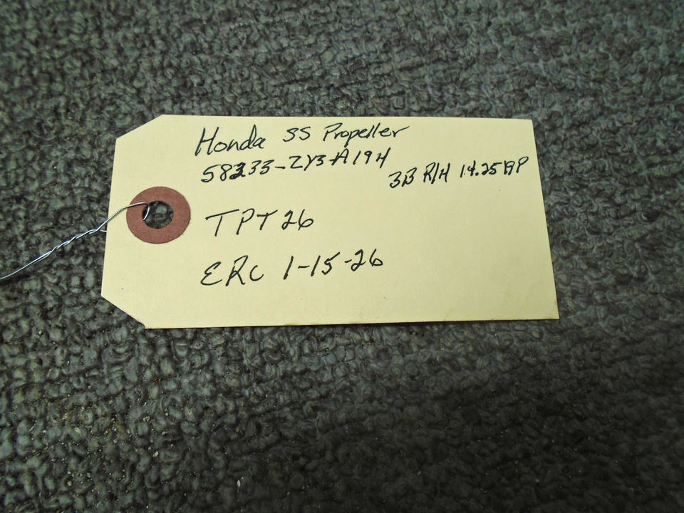 OEM STAINLESS STEEL PROPELLER 58233-ZY3-A19H Honda Right Hand Rot 3 ...