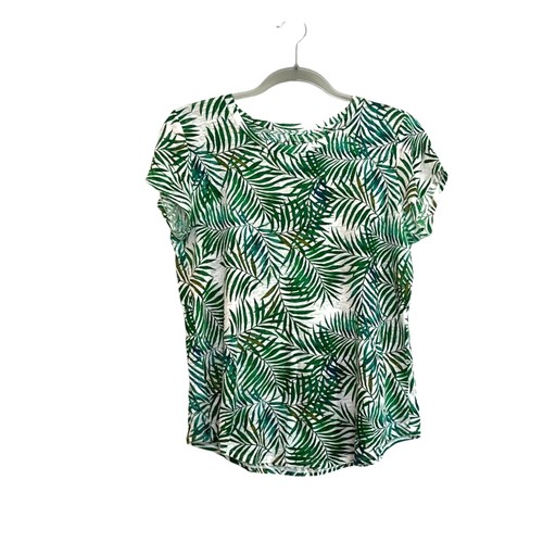 Loft 100% Linen Palm Leaf Print Short Sleeve Tee Size Small Green ...