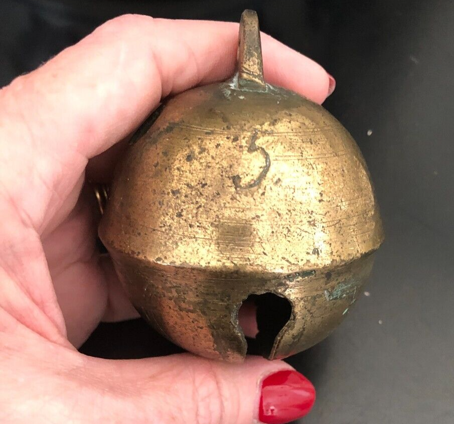 Large Antique BRASS CROTAL SLEIGH BELL marked "5" and "N S" | eBay