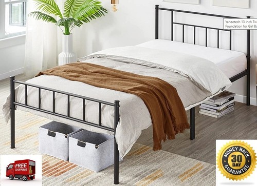 Twin Bed Frame No Box Spring Mattress Platform With Headboard And ...