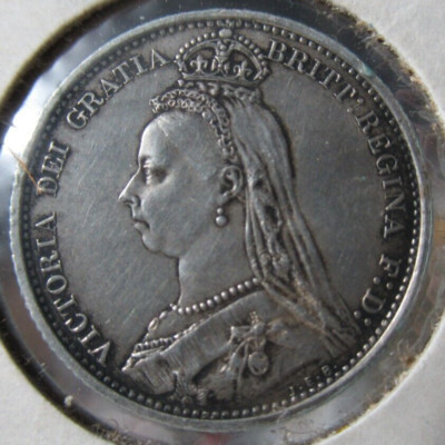 1887 Great Britain 6 Pence Shield Type Silver Coin, BU Brilliant UNC ...