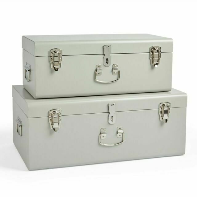 BTFY Storage Metal Trunks - Grey, Set of 2 Pieces (4000305) for sale ...