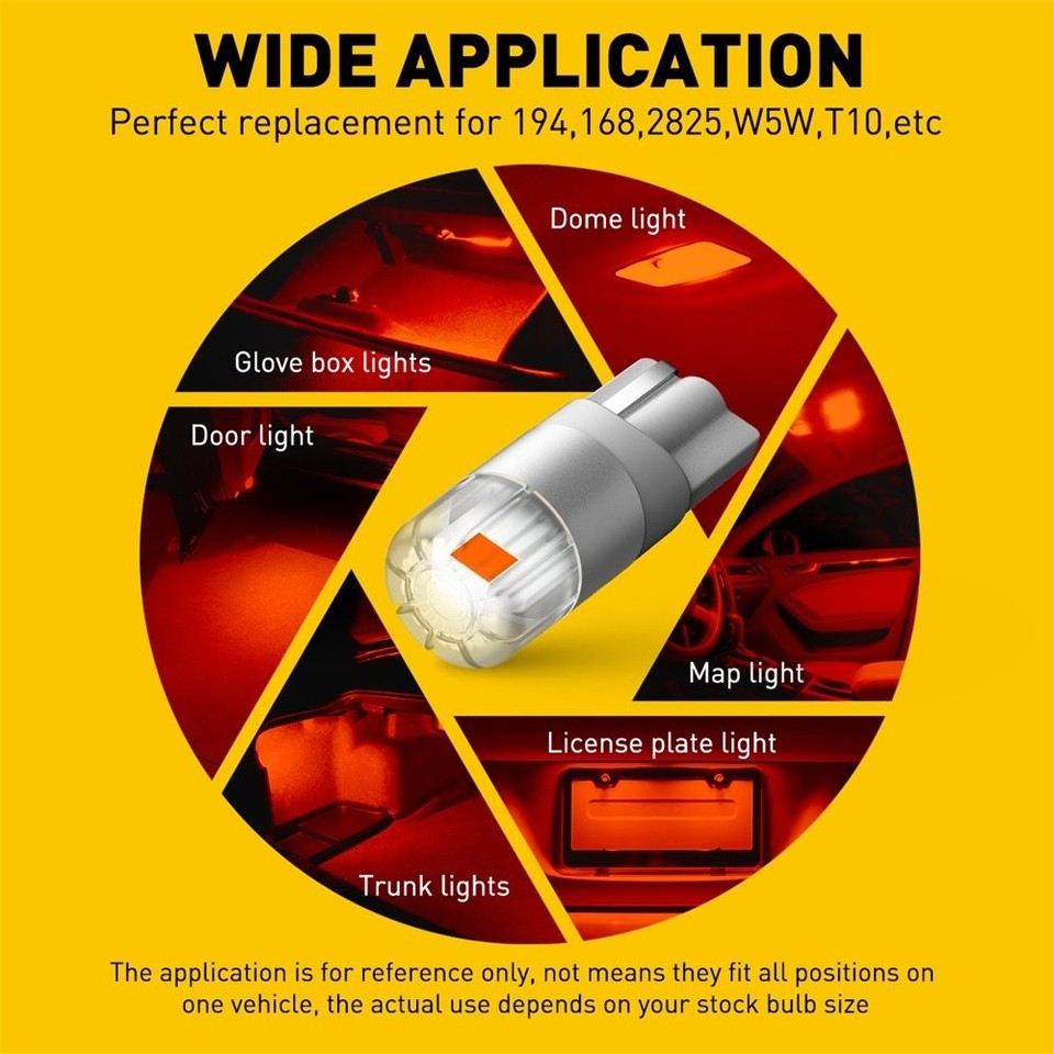 AUXITO 4X LED Inner Tail Light Bulb Bright Red 2825 168 192 194 175 ...