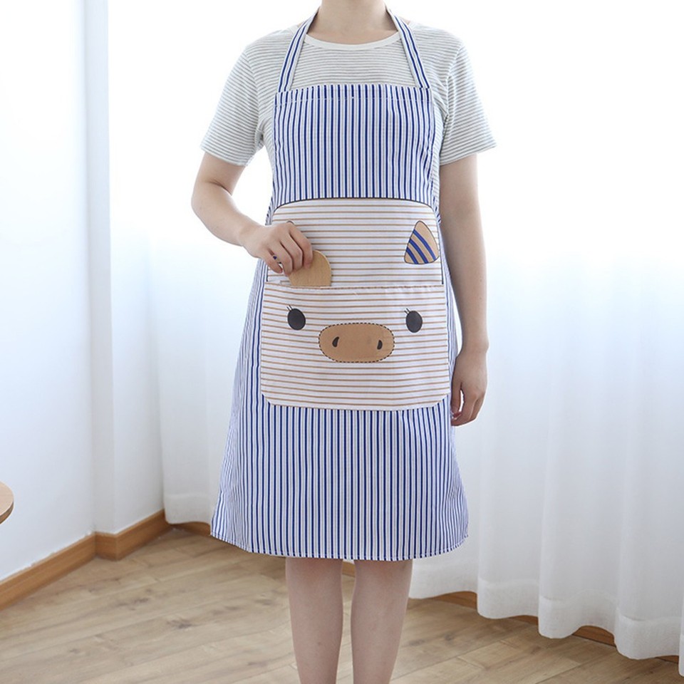 Polyester Apron Cartoon Pig Stripe Cleaning Apron Oil-proof and Dirt ...