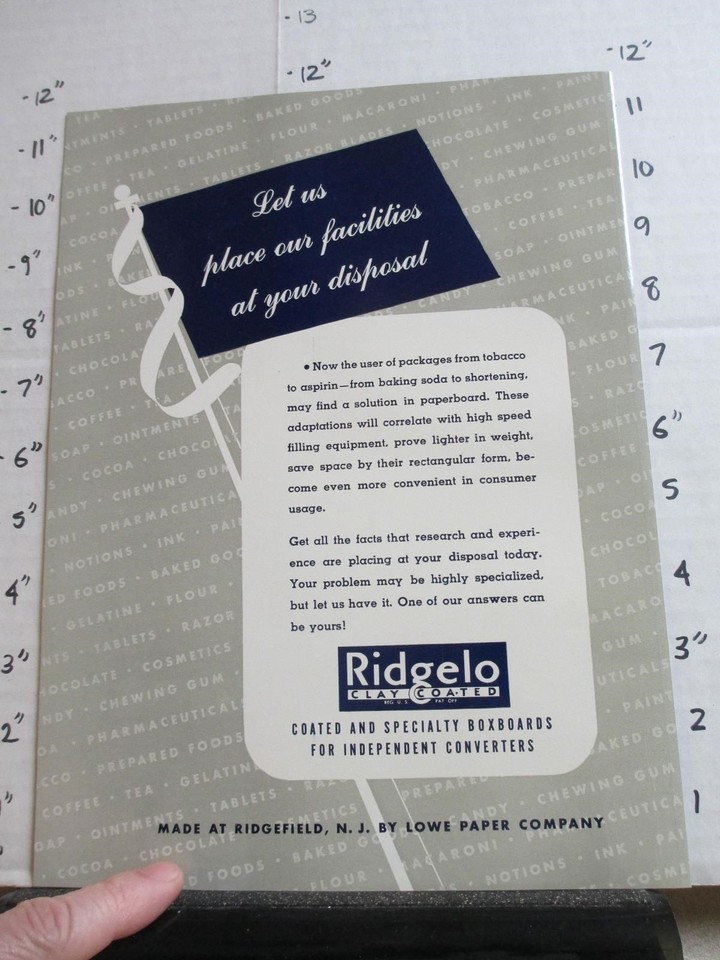 magazine ad 1943 LOWE Paper Ridgelo Ridgefield NJ salesman sample WWII ...