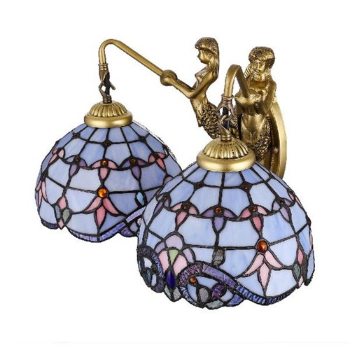 Victorian Bathroom Vanity Light Stained Glass Light Mermaid 2-Light ...