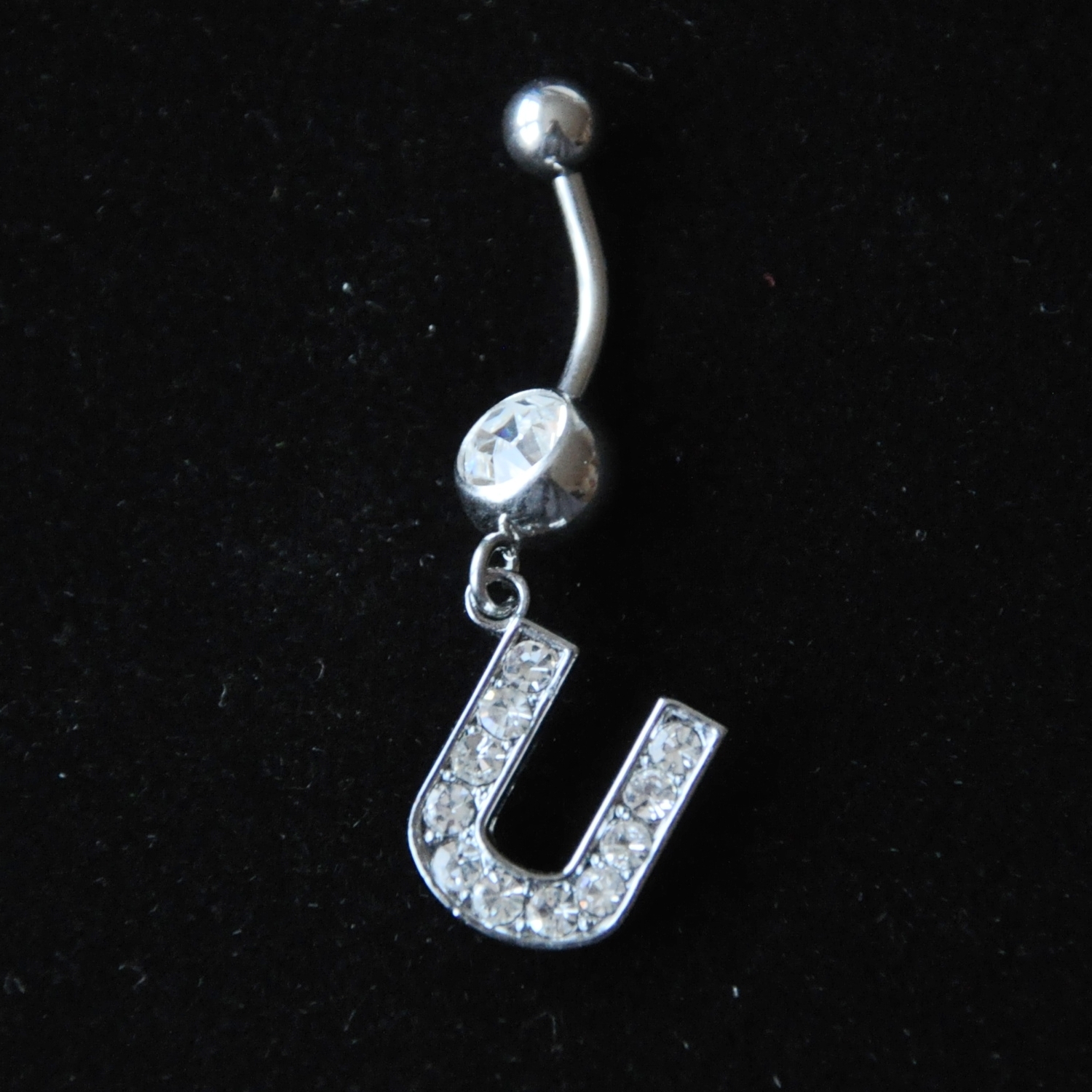 1 x Sparkle Stunning Initial Alphabet Letter Belly Bar Ring Navel ...
