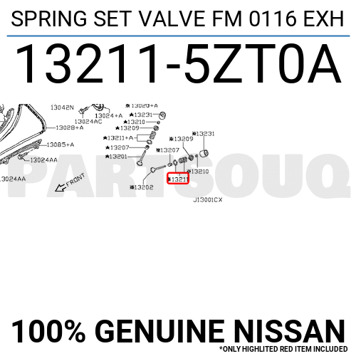 132115ZT0A Genuine Nissan SPRING SET VALVE FM 0116 EXH 13211-5ZT0A | eBay