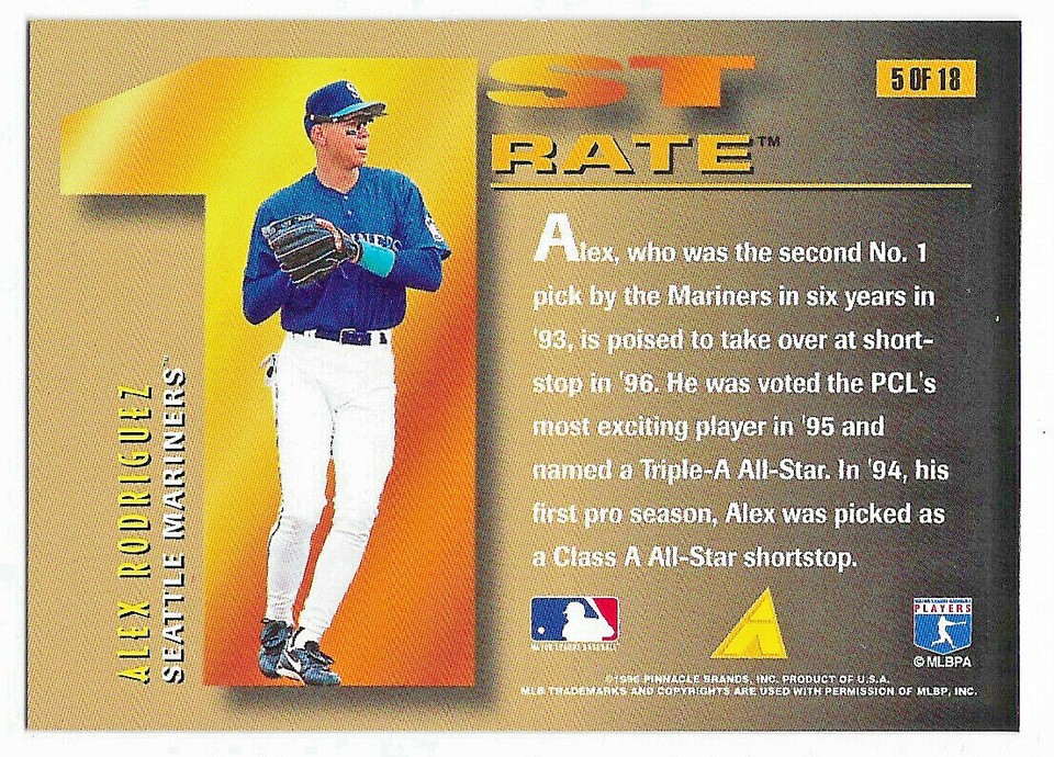 1996 Pinnacle First Rate #5—Alex Rodriguez, Seattle Mariners | eBay