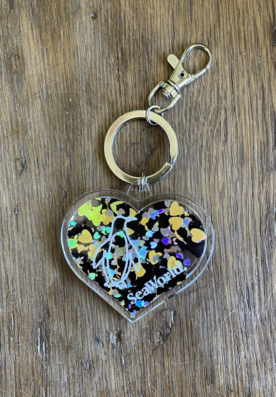 Penguin Sea World San Diego Resin Heart Souvenir Keychain Keyring With ...