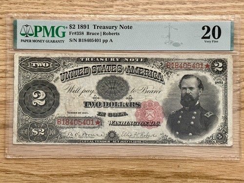 1891 $2 Treasury Note Fr.#358 PMG VF 20 McPherson | eBay