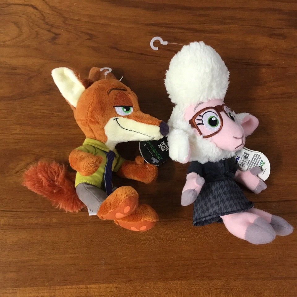 Disney Tomy Zootopia Nick Wild Mayor Bellwether Plush Stuffed Animal ...