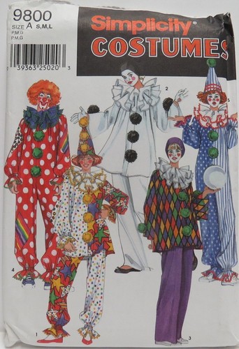 Simplicity 9800 Men's/Women's Clown Costumes pattern, 32" to 42" chest ...