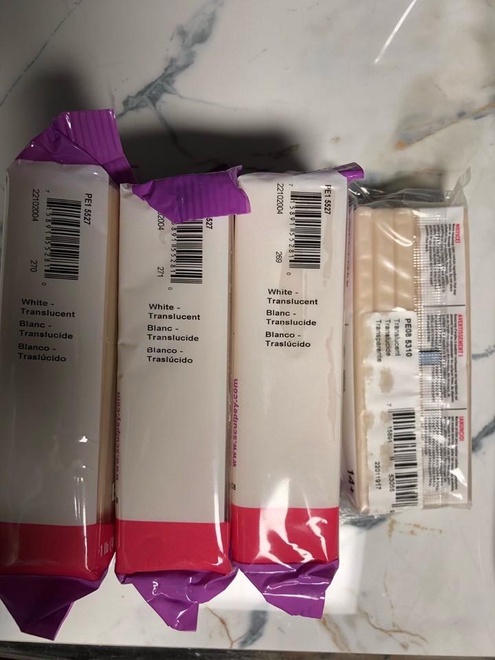 Sculpey Premo White Translucent Three 1 lb Blocks and 1 1/2 pound ...