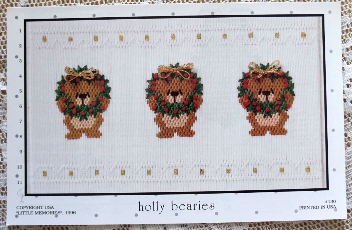 ~ LITTLE MEMORIES HOLLY BEARIES HEIRLOOM SEWING SMOCKING DESIGN PLATE 2 ...