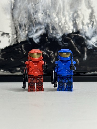 Lego Halo Custom Spartans Red vs Blue Minifigures With Weapons | eBay