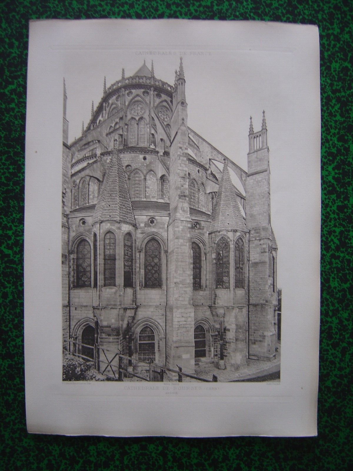 Grande héliogravure Abside de la Cathédrale de BOURGES Gravure Saint ...