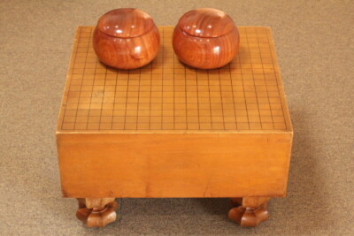Japanese GO Board table and shell stones slate with wood case bowls D ...