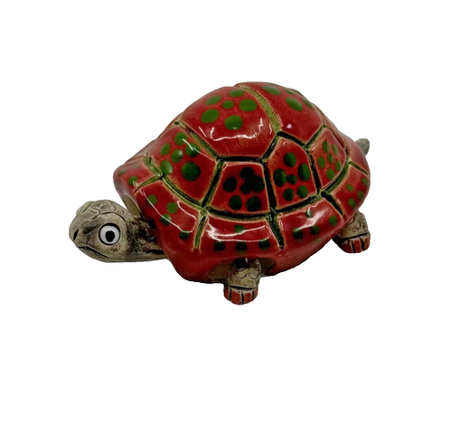 Vintage Ceramic Wiggling Turtle Coral with Green Daisies New Old Stock ...