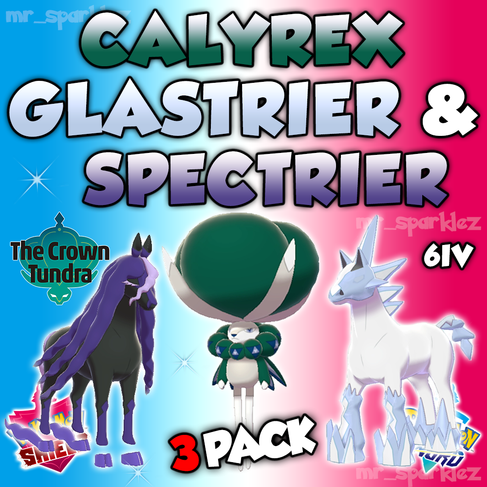CALYREX SPECTRIER & GLASTRIER 3 PACK 6IV NON SHINY Pokemon Sword Shield ...