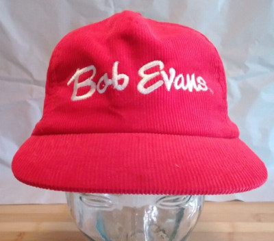 Vintage Bob Evans Corduroy Snapback Hat/Cap Red Embroidered 100% Cotton ...