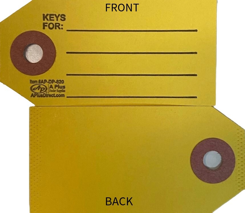 Reinforced Yellow Paper Key Tag w/ Key Rings (P4) | eBay