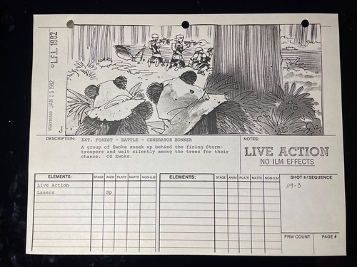STAR WARS RETURN OF THE JEDI storyboards movie prop George Lucas ewoks ...