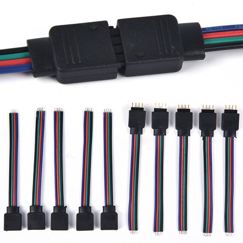 10Pcs 4Pin Male + Female Connector Cable Wire for 3528 5050 LED Strip ...