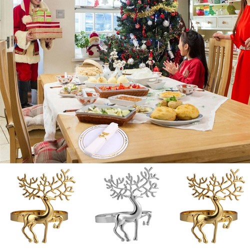 Happy New Year Christmas Napkin Holder Deer Elk Napkin Ring Laser Cut ...