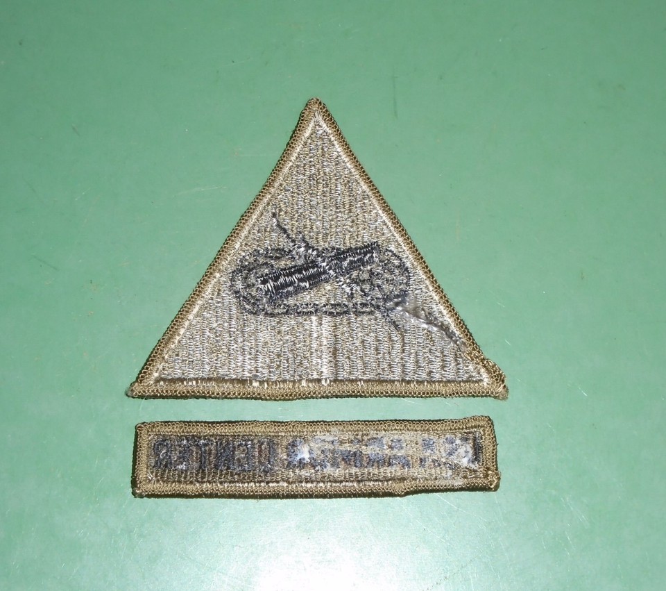 US Army USA Armor Center OD Green Subdued BDU Uniform Shoulder Patches ...