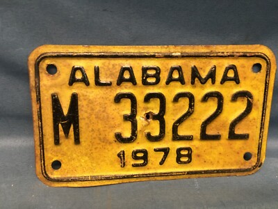 Vintage 1978 Alabama Motorcycle License Plate M33222 | eBay