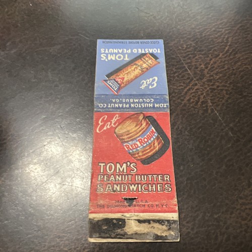 Vintage Matchbook Tom’s Snacks Peanut Butter Sandwiches Peanuts | eBay