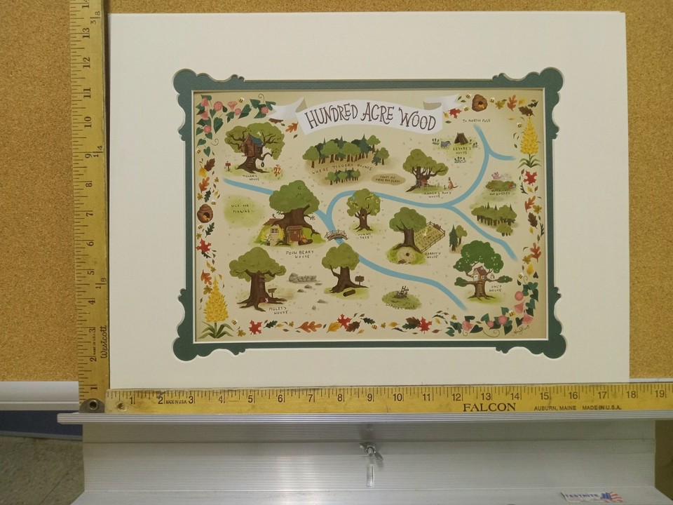 Hundred Acre Wood Map, Ann Shen, WonderGround Disney Parks, 9 x 12 ...