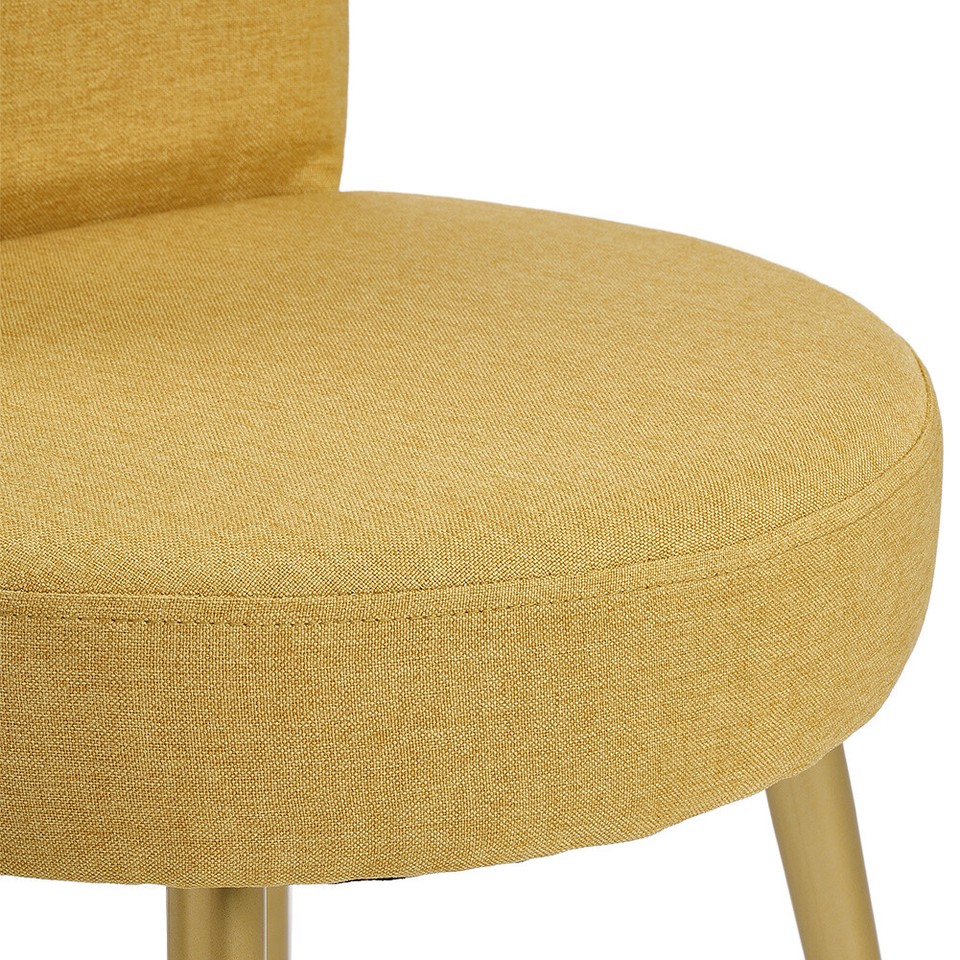 Yellow Dressing Table Stool Makeup Bench Chair Linen Padded Cushion ...