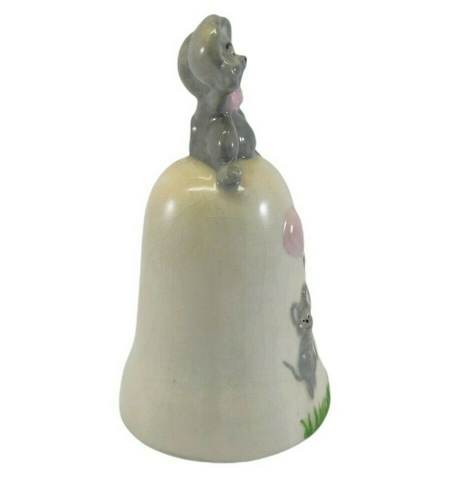 Vintage Hand Painted Mouse Mice with Balloons Porcelain Bell no Dongle ...