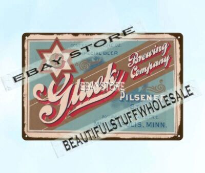 Pre Pro Pilsner Beer rustic bar classic alcohol metal tin sign ...