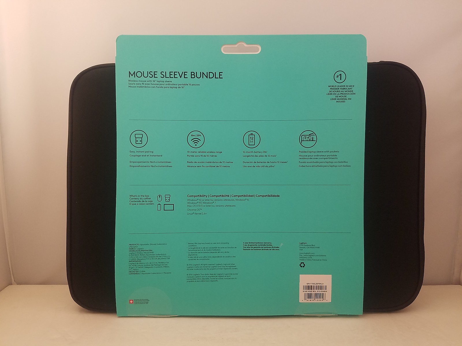 Logitech Mouse Sleeve Bundle 16" Laptop Sleeve w/ M185 Wireless Mouse ...