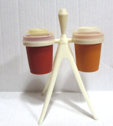 Vintage Atomic Tupperware Salt & Pepper Shakers with Plastic Tripod ...