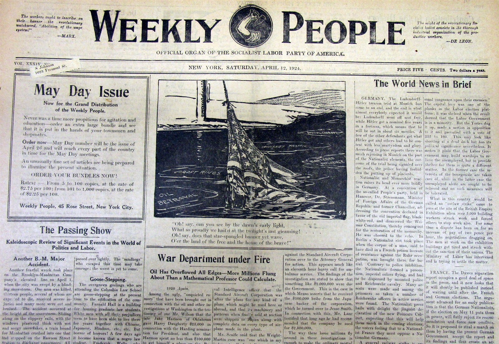 1924 newspaper ADOLPH HITLER TRIAL - CONVICTED of TREASON for BEER HALL ...