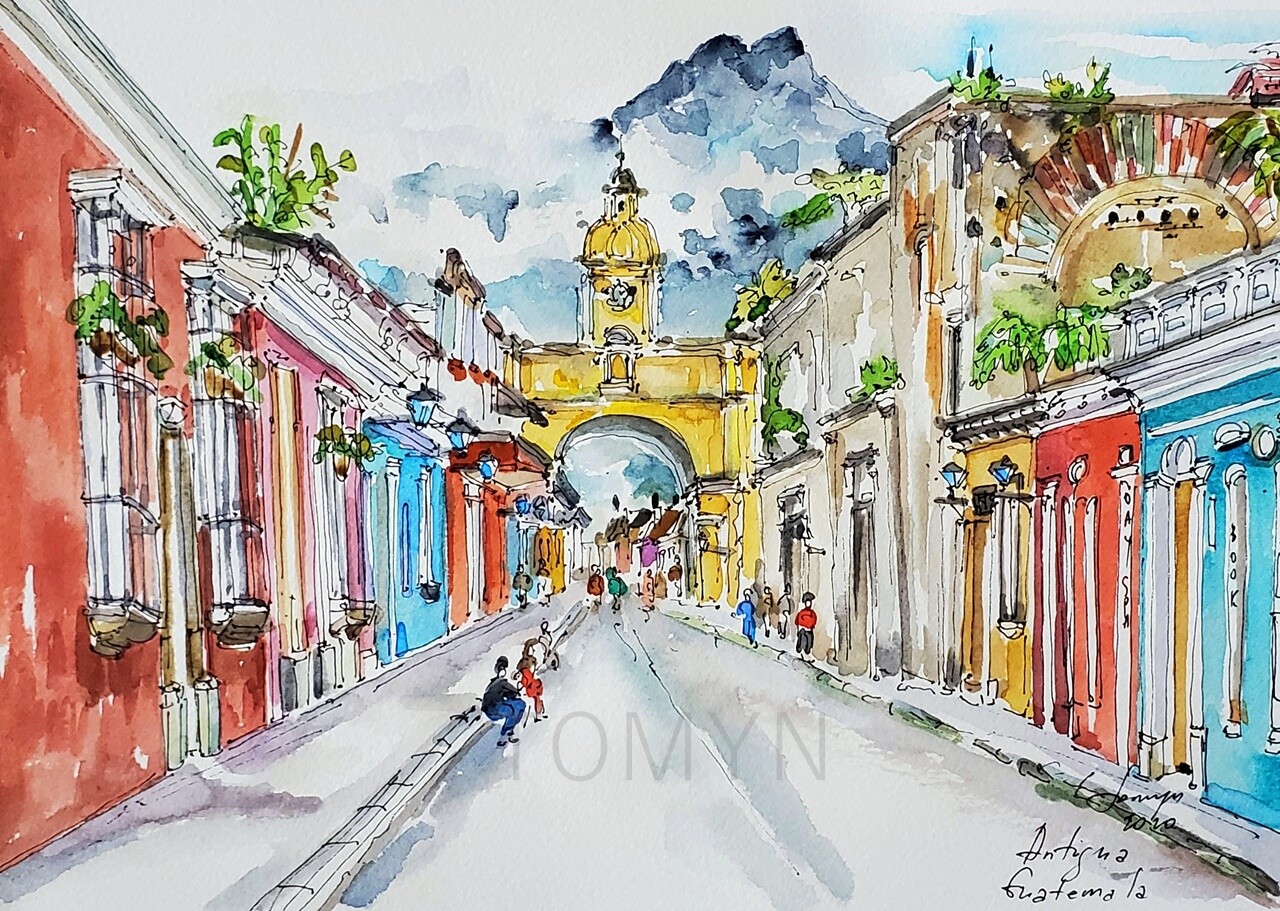 ANTIGUA. GUATEMALA. Old TownGuatemala Print. Spanish Architecture Wall ...